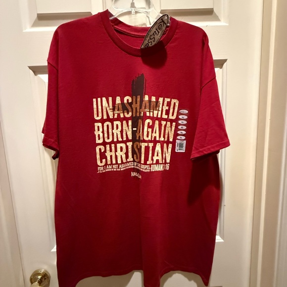 Kerusso | Shirts | Red Christian Graphic Tee Unashamed Bornagain ...